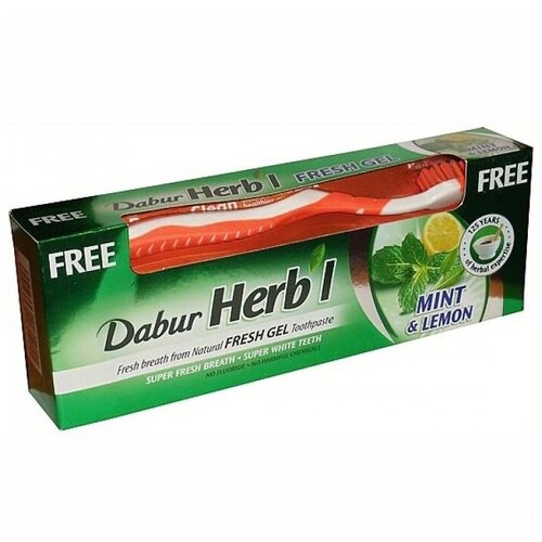 Зубная паста Dabur Herb’l Мята и лимон, 150 мл, 150 г, зеленый