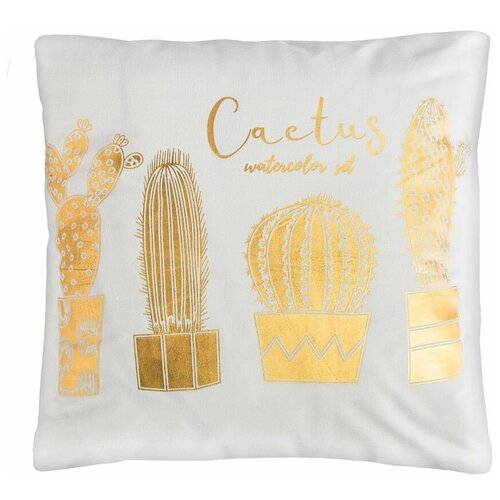 Чехол для подушки Этель Cactus (4370139), 42x42 см, белый/золотистый