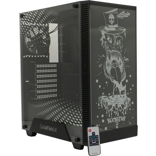 GameMax Компьютерный корпус, без блока питания ATX/ Gamemax RockStar 2 ATX case, black, w/o PSU, w/1xUSB3.0+1xUSB2.0, w/1x12cm ARGB rear fan (GMX-12-DBB fan)