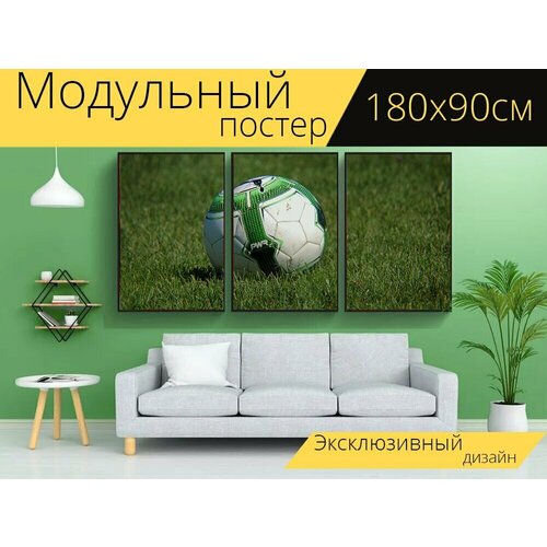 Модульный постер "Мяч, пума, футбол" 180 x 90 см. для интерьера