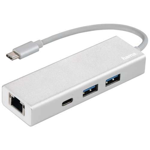 USB-концентратор  HAMA Aluminium (00135757), разъемов: 3, серебристый
