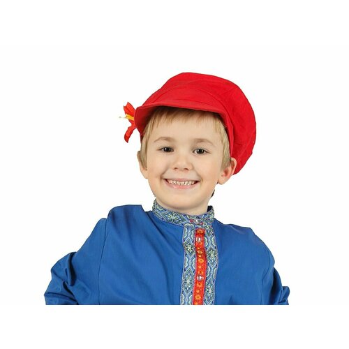 Картуз детский с цветком для мальчика красного цвета