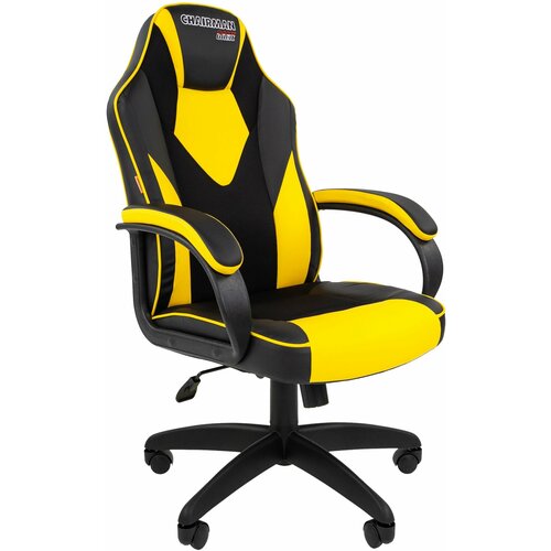 Компьютерное кресло Chairman GAME 17 игровое, обивка: искусственная кожа/текстиль, цвет: чёрный/жёлтый