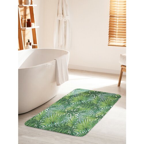 Коврик для ванной комнаты и туалета противоскользящий JoyArty "Тропические листья" 60х100 см