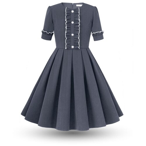 Школьное платье Alisia Fiori, размер 146-152, серый, белый