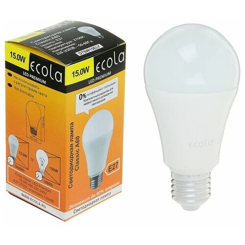 Упаковка светодиодных ламп 10 шт. Ecola D7SW15ELY, E27, A60, 15 Вт, 2700 К