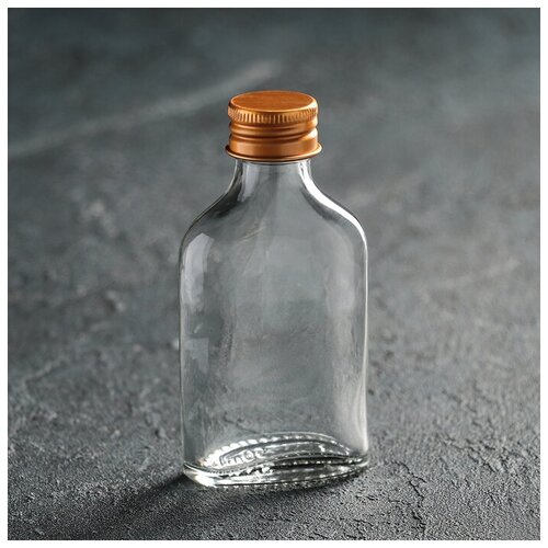 Бутыль стеклянная для соусов и масла с металлической крышкой «Феб», 70 мл, 5,5×2,5×10,5 см, 2 штуки