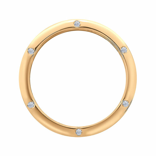 Кольцо обручальное Яхонт, красное золото, 585 проба, фианит, размер 16, бесцветный