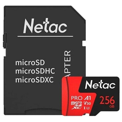 Карта памяти Netac MicroSD 256GB V30A1C10 100Mb/s+adp