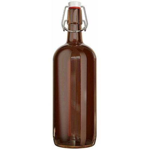 Бутылка стеклянная с бугельной пробкой "Маурерфляше" , коричневое стекло 1 л. - 24 шт.
