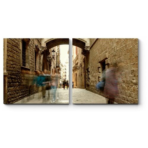Модульная картина Узкая мощеная улочка Барселоны110x55