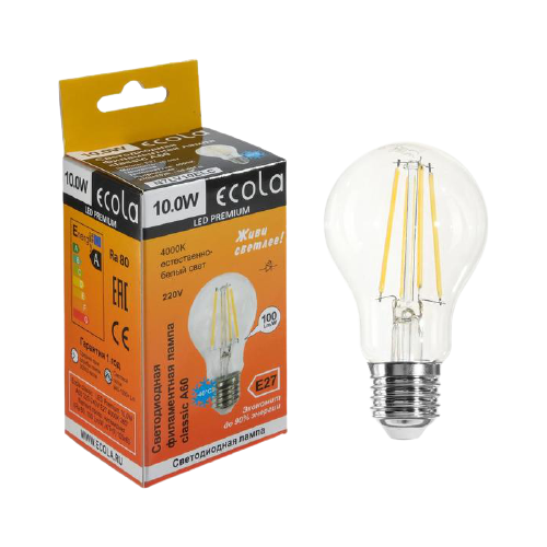 Лампа светодиодная Ecola N7LV10ELC, E27, A60, 10 Вт, 4000 К