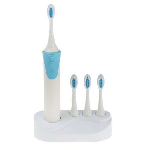 Электрическая зубная щётка Luazon LP-009, вибрационная, 8500 дв/мин, 4 насадки, 2хАА, синяя 7915636