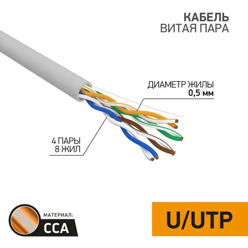 Кабель PROconnect 01-0043-3, 305 м, 1 шт., серый