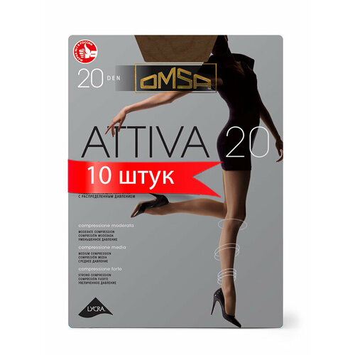 Колготки Omsa Attiva, 20 den, 10 шт., размер 6, бежевый