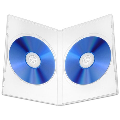 Коробка DVD Box для 2 дисков (2 гнезда) 14мм полупрозрачная, упаковка 100 шт.