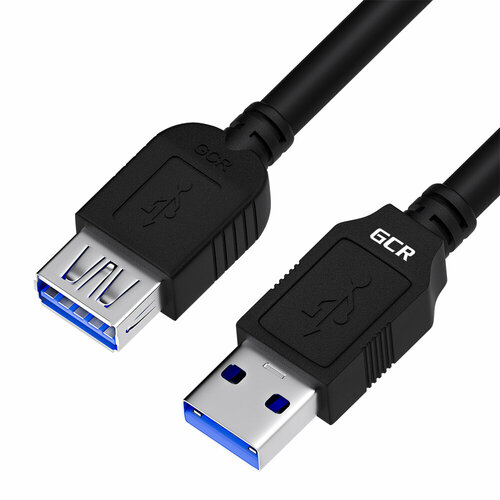 Удлинитель кабеля USB 3.0 AM/AF GCR 15см 5 Гбит/с черный
