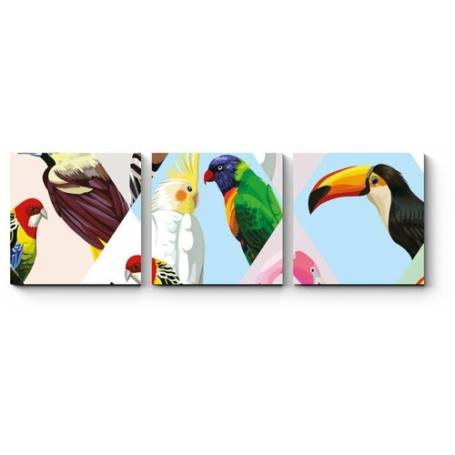 Модульная картина Тропические птицы210x70