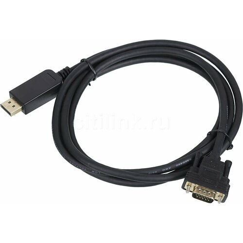 Кабель 1.1v, DisplayPort (m) - VGA (m), GOLD , 2м, черный