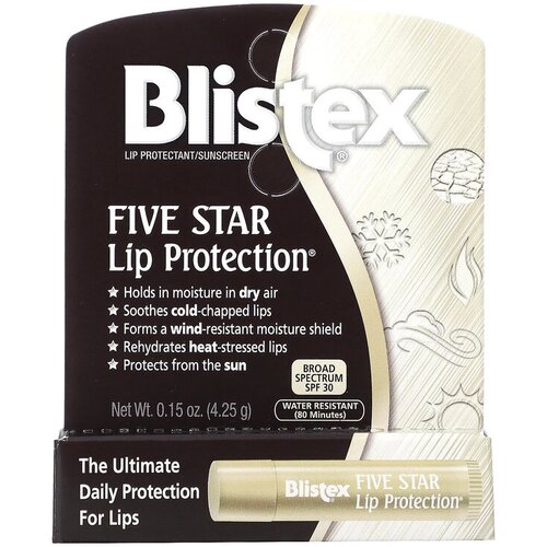 Blistex, Бальзам для губ, защита для губ "Пять звезд", SPF 30, 4,25 г