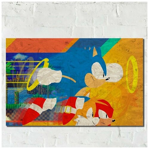 Картина интерьерная на рельефной доске, рисунок ОСП игра Sonic Mania - 11978