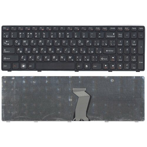 Клавиатура для ноутбука Lenovo IdeaPad G580AH черная с черной рамкой