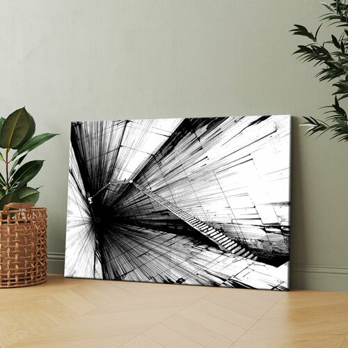 Картина на холсте (Черно-белое изображение клавиатуры фортепиано) 30x40 см. Интерьерная, на стену.