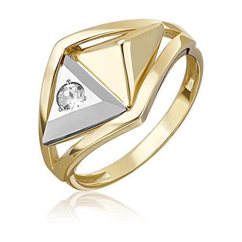 Кольцо PLATINA, комбинированное золото, 585 проба, родирование, топаз, размер 16, золотой, серебряный