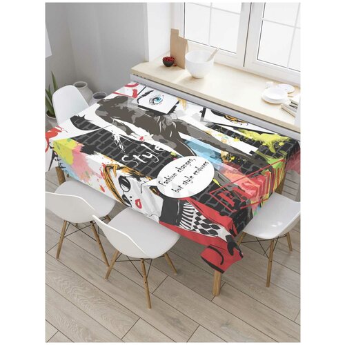 Скатерть прямоугольная JoyArty на кухонный стол "Мода и стиль" из оксфорда, 180x145 см