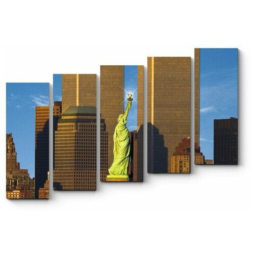 Модульная картина Всемирный торговый центр за Статуей Свободы140x98