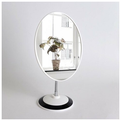 Зеркало настольное, на гибкой ножке, зеркальная поверхность 14,5 20,2 см, цвет чёрный/белый