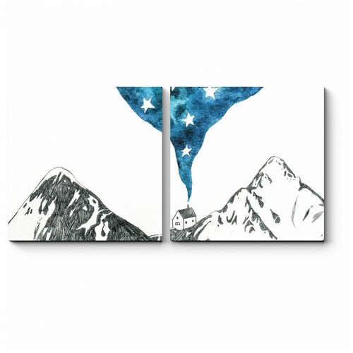 Модульная картина Домик в горах 80x40