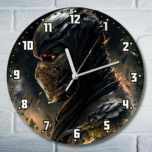 Настенные часы, деревянные, бесшумные, УФ печать игра Mortal Kombat Scorpion - 1416