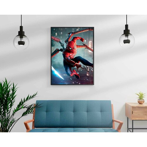 Постер 40х60 в черной раме "Человек-паук"
