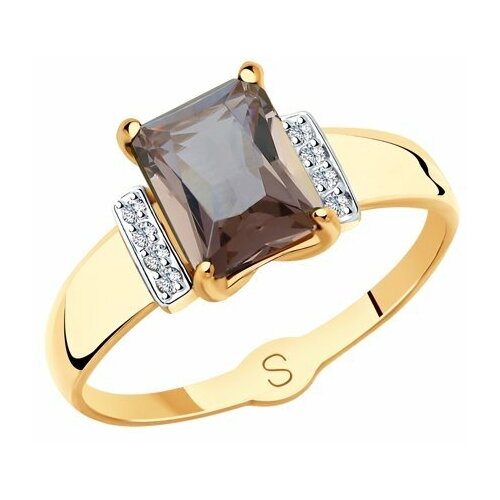 Кольцо Diamant online, золото, 585 проба, фианит, султанит, размер 19