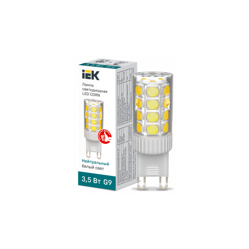 Лампа светодиодная CORN 3.5Вт капсула 4000К G9 230В керамика | код LLE-CORN-4-230-40-G9 | IEK (8шт. в упак.)
