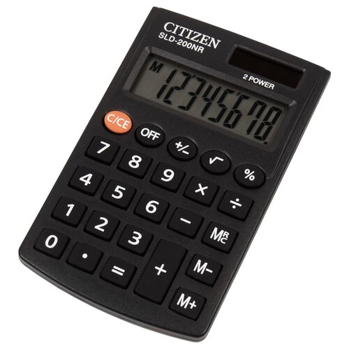 Калькулятор карманный Citizen SLD-200NR, 8 разр, двойное питание, 62*98*10мм, черный