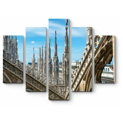Модульная картина Мраморные скульптуры Миланского собора145x116