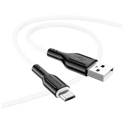 USB кабель BOROFONE BX63 Charming MicroUSB, 1м, 2.4A, силикон (белый)