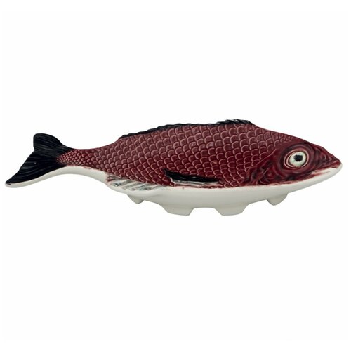 Блюдо для рыбы "Рыбы", длина 27 см, цвет бордовый, керамика, Bordallo Pinheiro, BOR65001533