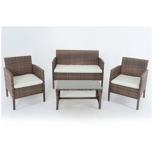 Комплект мебели Vinotti F0851 (2 кресла+стол+диван) коричневый
