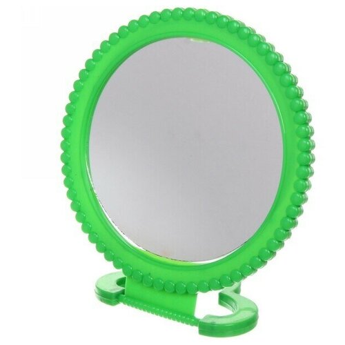 Зеркало настольное в пластиковой оправе «Бусинки» круг, подвесное d-19см (Стикер на минивложение 15шт)