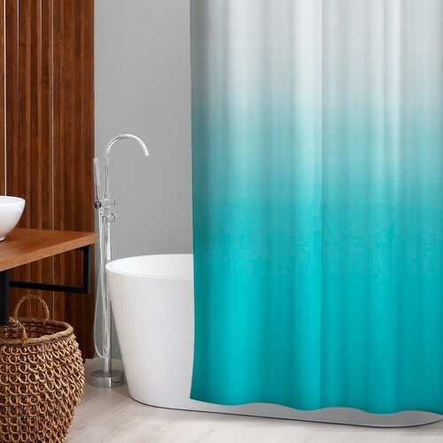 SAVANNA Штора для ванны SAVANNA «Градиент», 180×180 см, EVA, цвет морская волна