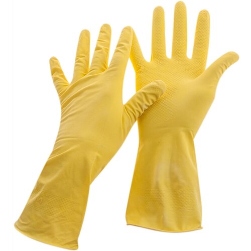 Перчатки резиновые хозяйственные OfficeClean Стандарт, прочные, разм. M, желтые, пакет с европодвесом