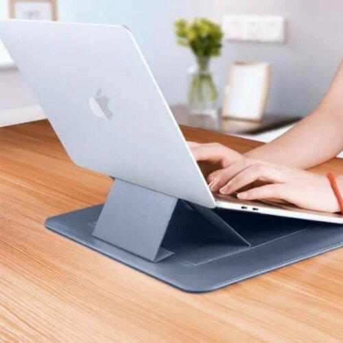 Чехол-подставка для ноутбука WiWU Skin Pro Portable Stand Sleeve для MacBook Pro 15,4 дюймов (кожаный) - Синий