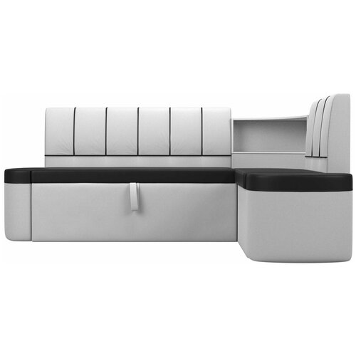 Кухонный угловой диван Тефида, черный; белый