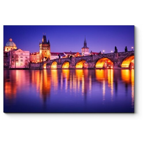 Модульная картина Карлов мост в отражении вод Влтавы, Прага 70x47