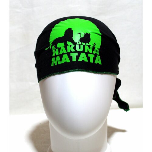Бандана  Бандана (косынка треугольная) черная с зеленой надписью "Акуна Матата", размер универсальный, зеленый, черный