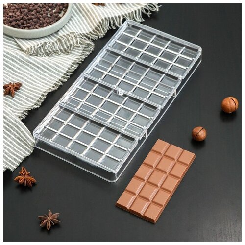 Форма для шоколада и конфет "Плитка", 33x16.5x3 см, 60 ячеек, цвет прозрачный