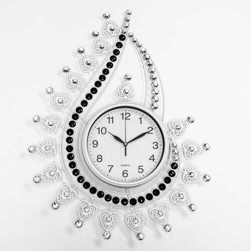 Quartz Часы настенные, серия: Ажур, "Капля с завитками", плавный ход, d-21 см, 69 х 50 см